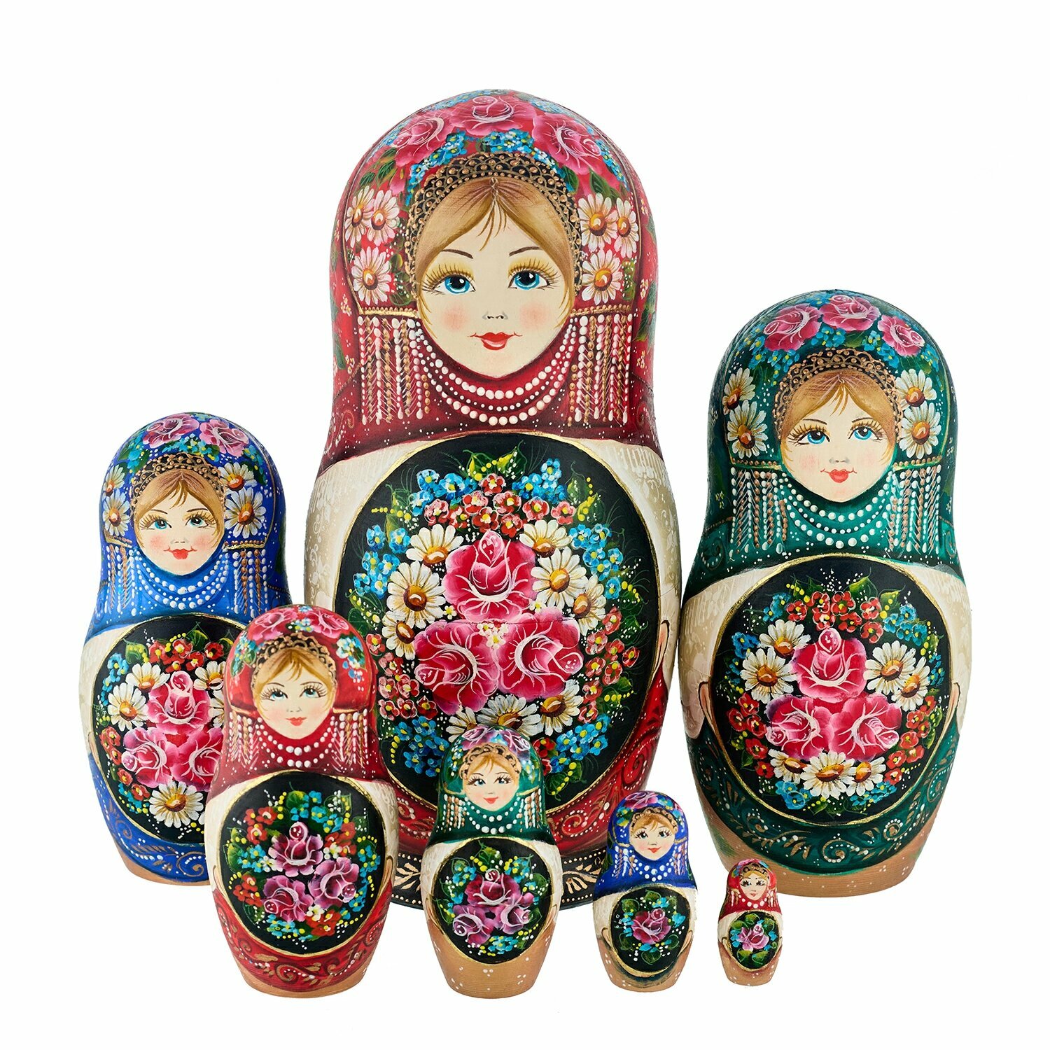 204564 матрешка цветы, 7 мест, h=21 см