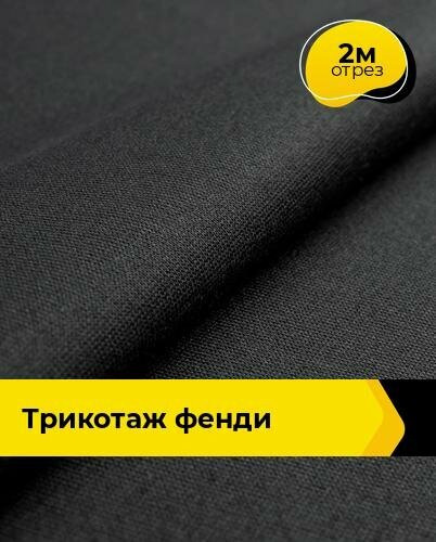 Ткань тянущаяся трикотажная для шитья одежды и рукоделия, отрез 2 м*155 см, цвет черный