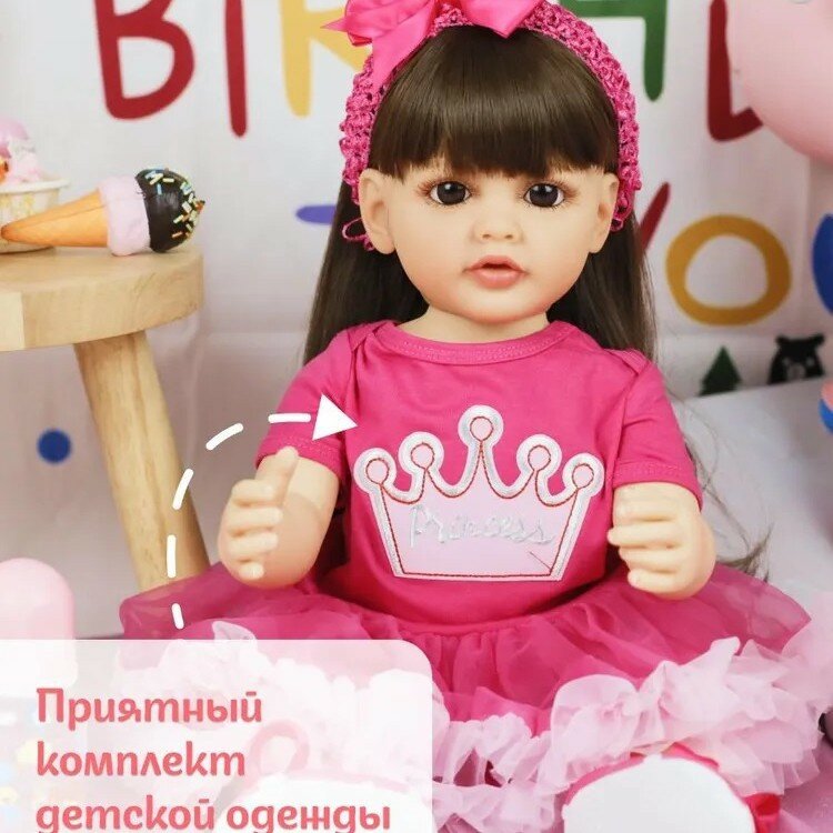 Кукла реборн 55 см, силиконовая кукла реборн, кукла-девочка