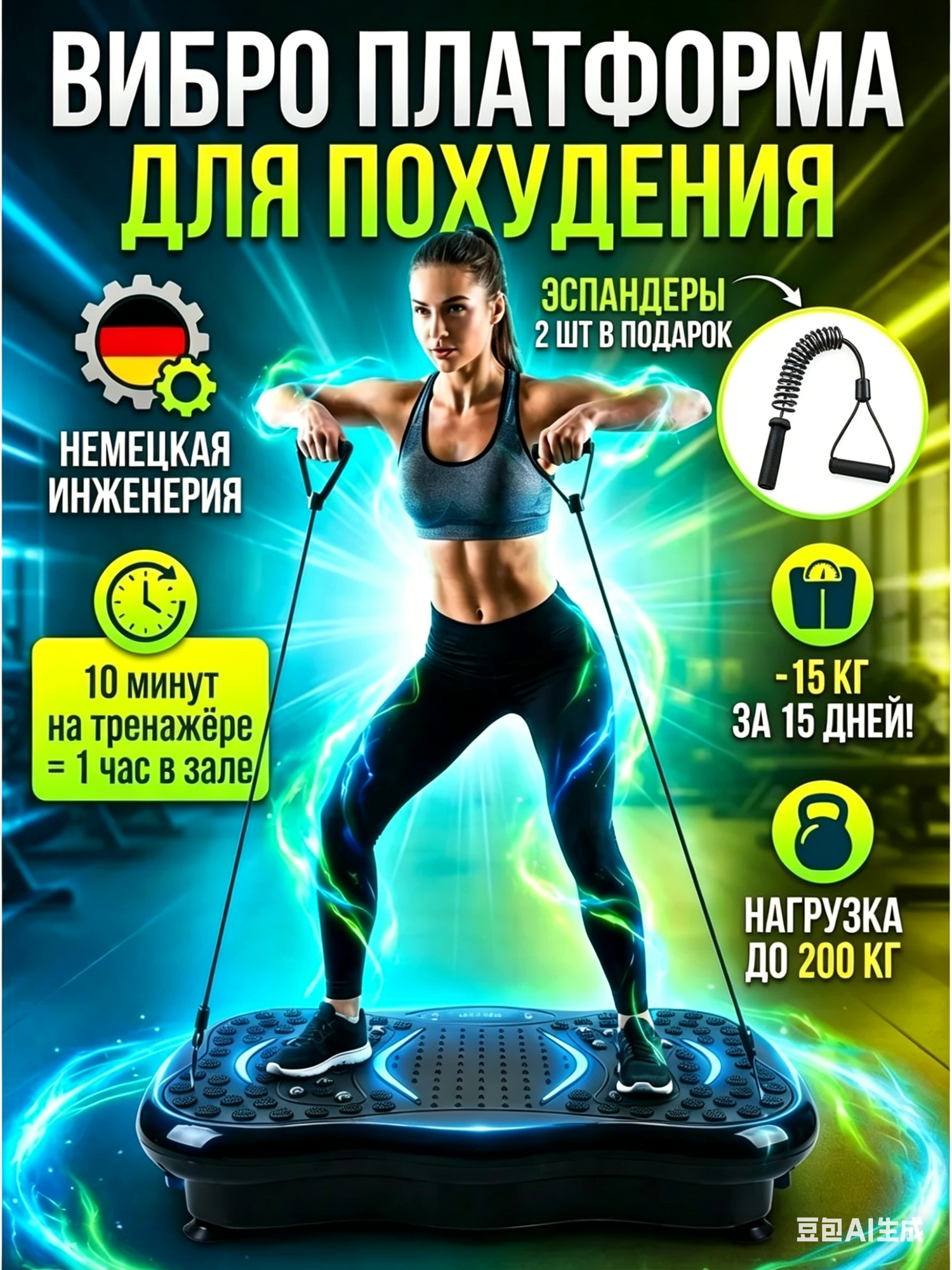 Виброплатформа для похудения, С блютуз, регулировка амплитуды, до 200кг, 49программ