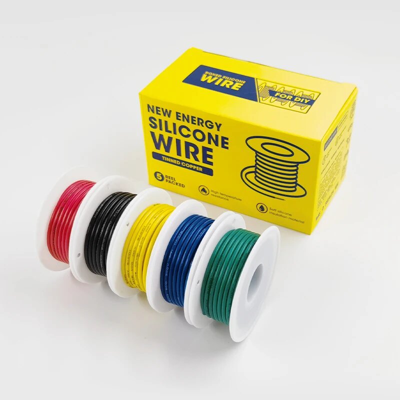 Мягкий силиконовый провод 16/18/20/22/24/26/28/30 AWG, 5 цветов