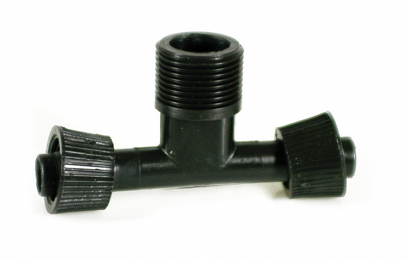 Тройник Irritec DFM-TEE-075, 16 мм капельная линия, накидная гайка 3/4" HP