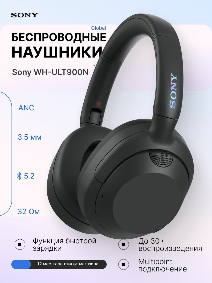 Беспроводные наушники Sony WH-ULT900N, Black (Черный)