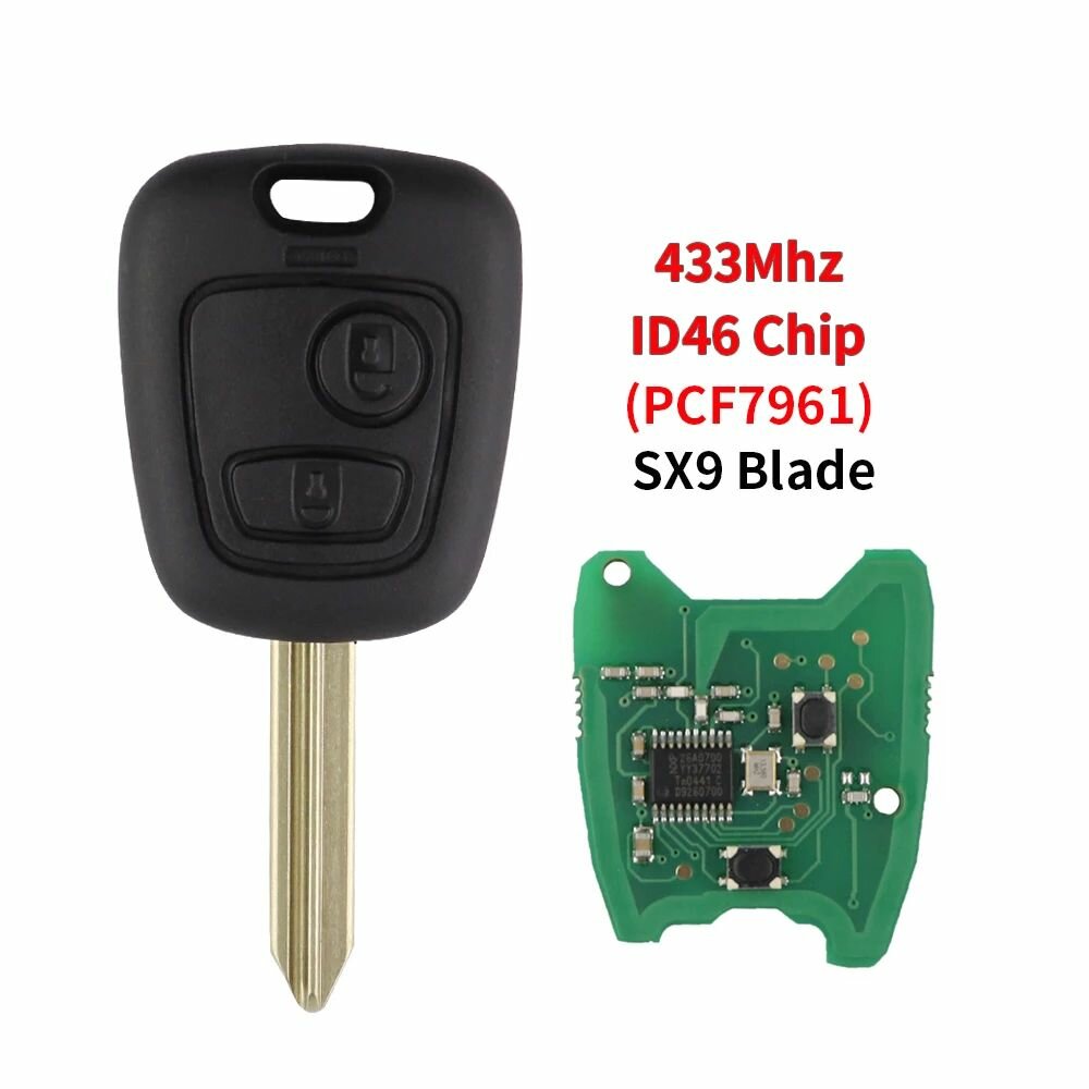 Дистанционный ключ ID46 433 МГц для Citroen C1 C2 C3 C4 Saxo Xsara Picasso, Peugeot 106 107 206 207 306 307 406 407 Partner