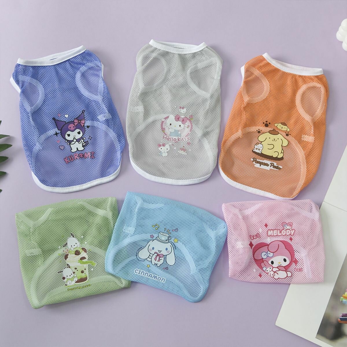 Одежда для кошек и собак, летний прохладный жилет, сетчатый жилет Sanrio, стильная одежда для золотистых ретриверов, корги и собак средних и крупных пород.