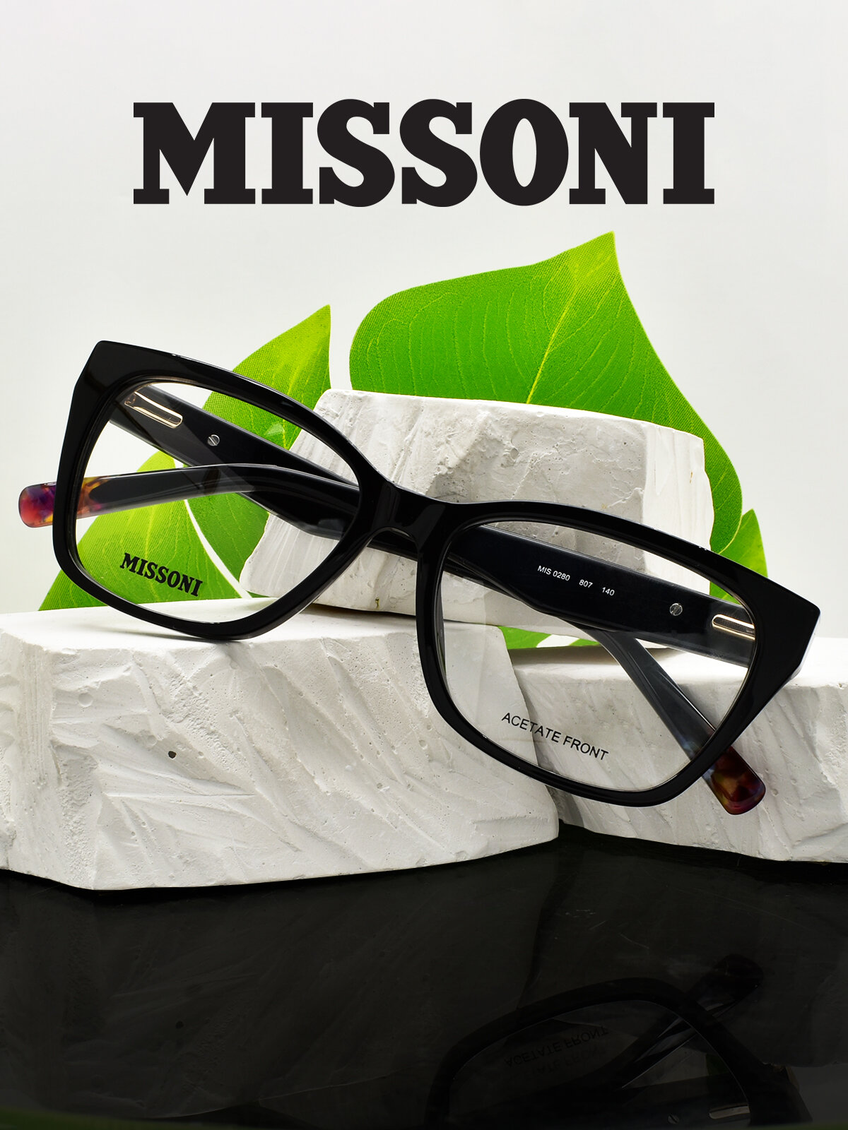 Оправа для очков MISSONI MIS 0280 807 пол Женский форма оправы Кошачий глаз цвет оправы Чёрный