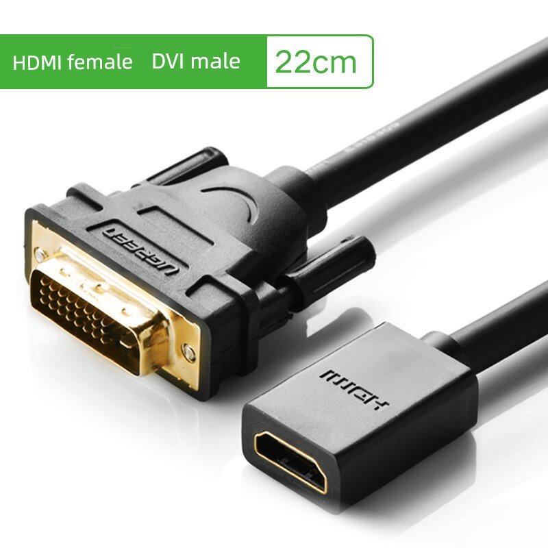 Кабель-адаптер DVI в HDMI мужской разъем к женскому 22 см для подключения монитора и ноутбука передача HD-видео