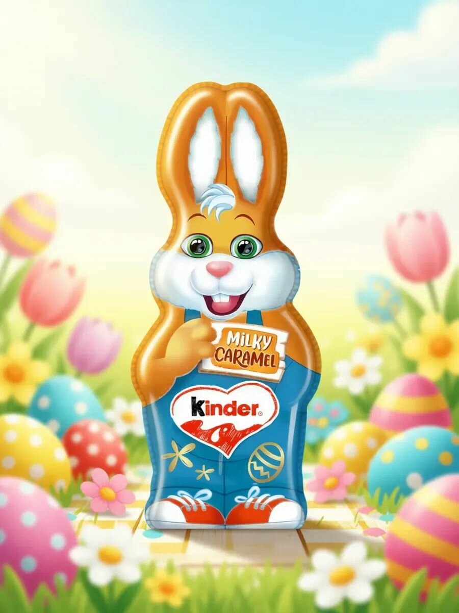 Фигурный Kinder шоколад Зайка, 110 грамм , карамель