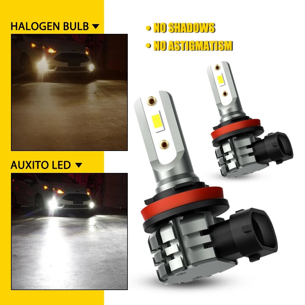 AUXITO H11 H8 H9 H16 LED Лампы Противотуманных Фар, 6500K, Белый/Желтый