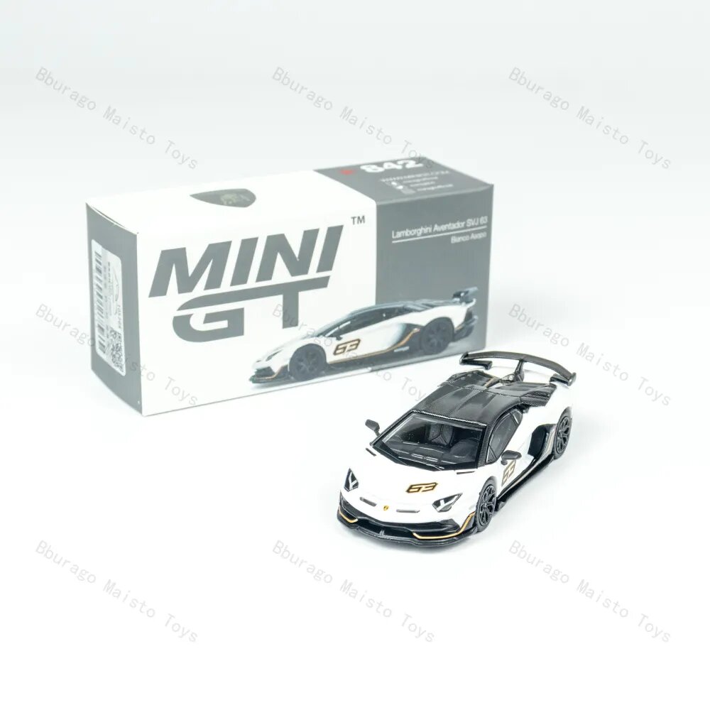 MINIGT 1:64 Lamborghini Aventador SVJ 63 Bianco Asopo отлитая под давлением модель гоночного автомобиля Игрушки