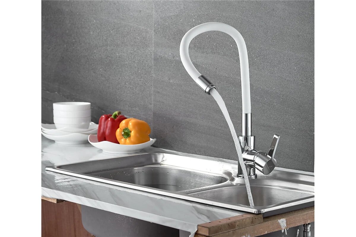 Смеситель Ledeme L4898-3 Rainbow, кухонный, с силиконовым гибким изливом, латунь, 35мм