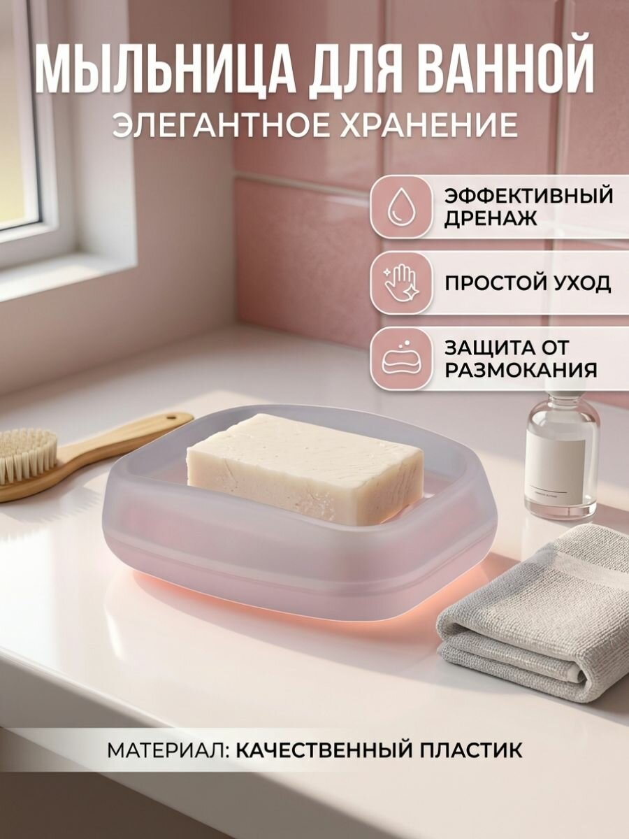 Мыльница для ванной с поддоном и со сливом, держатель для мыла, подставка для мыла, пластик