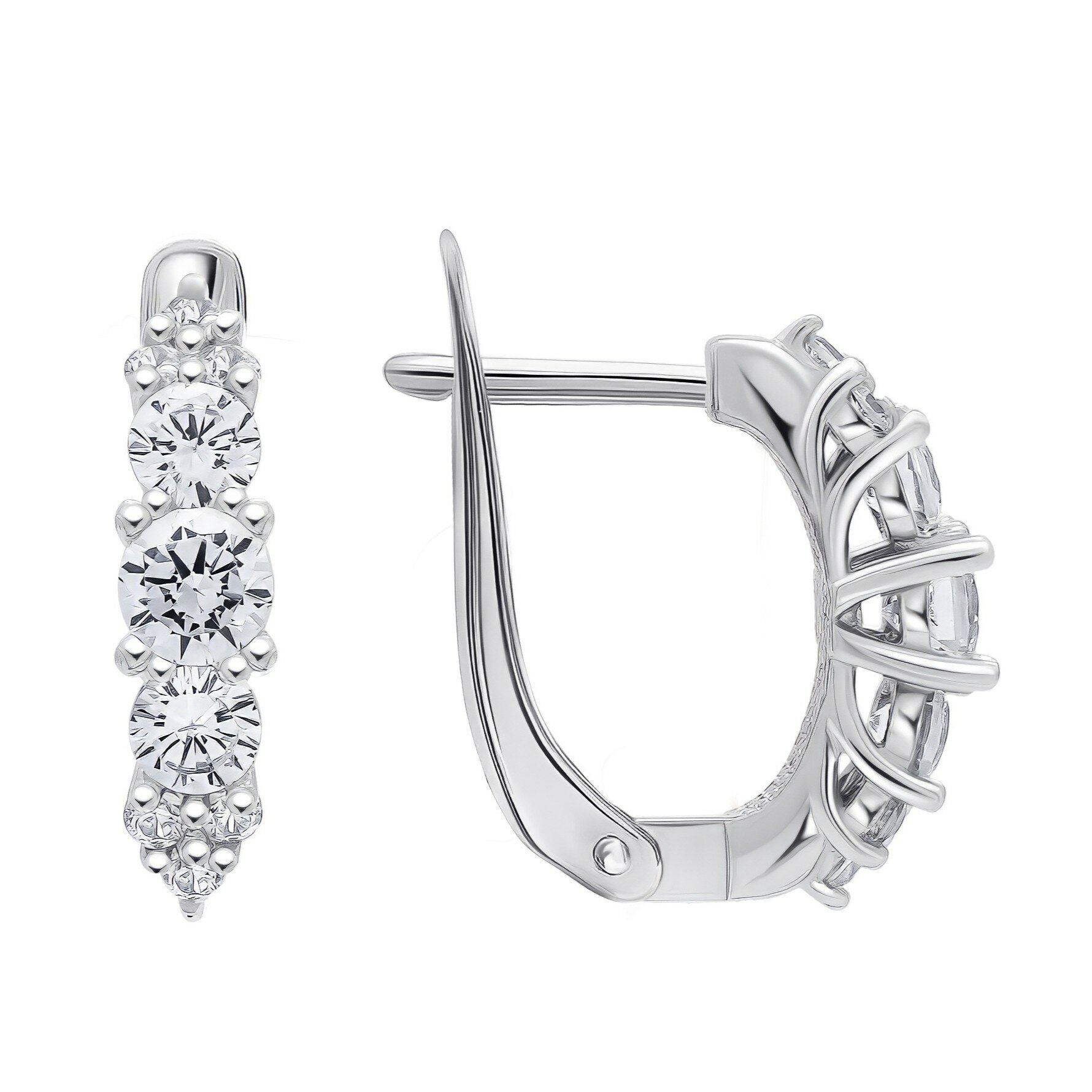 Серьги, серебро, 925 проба, фианит