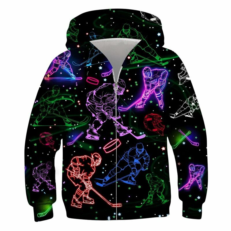 Толстовка с капюшоном ZipHoodie-NXH89321, хоккейная графика