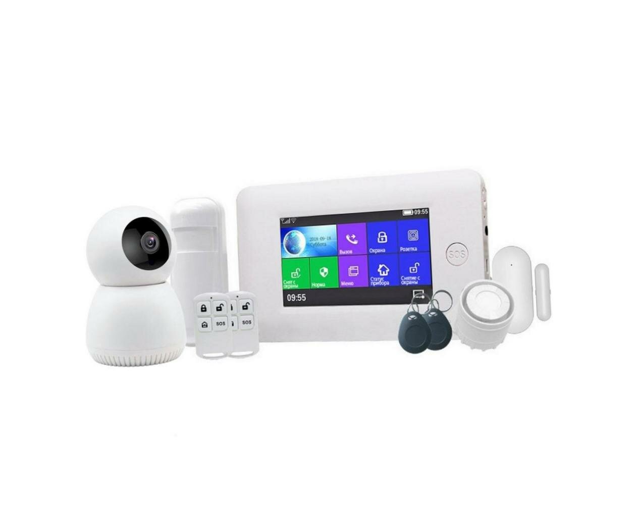 GSM Wi-Fi сигнализация для дачи с видеокамерой - Strazh Galaktika-GSM и HD-ком 107-ASW5 (O45043BE) для загородного дома, гаража, квартиры