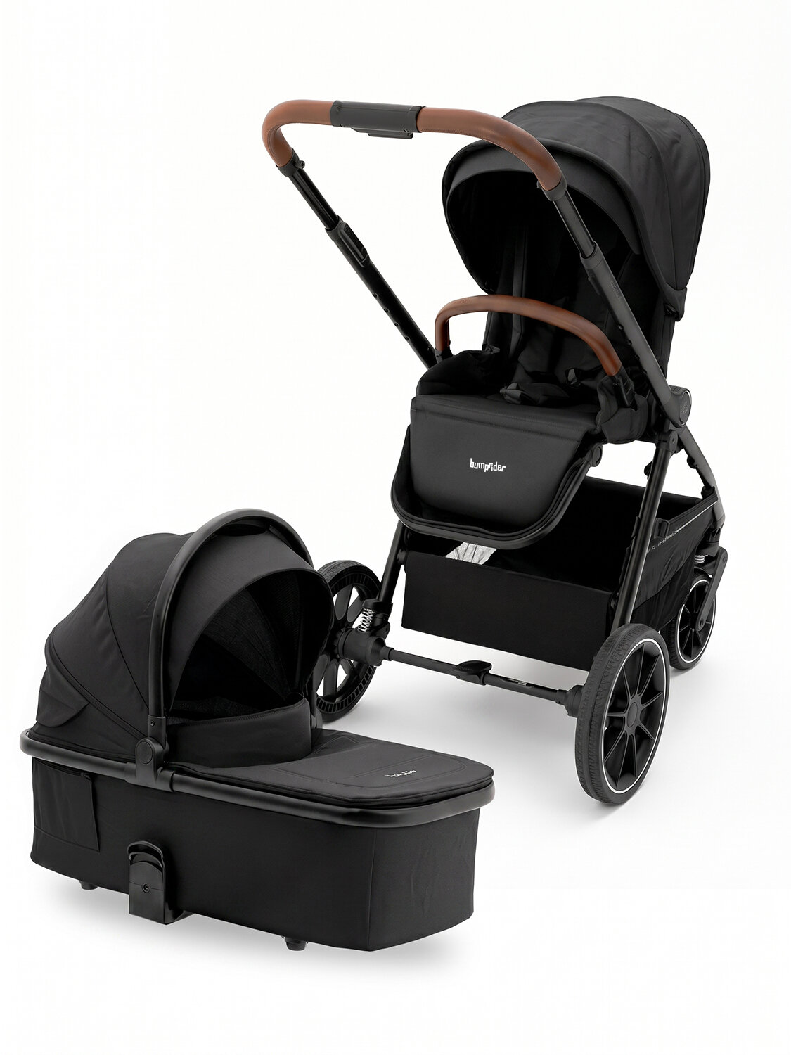 Коляска 2 в 1 Bumprider Atlas, черный (black), большая люлька, пружинная амортизация