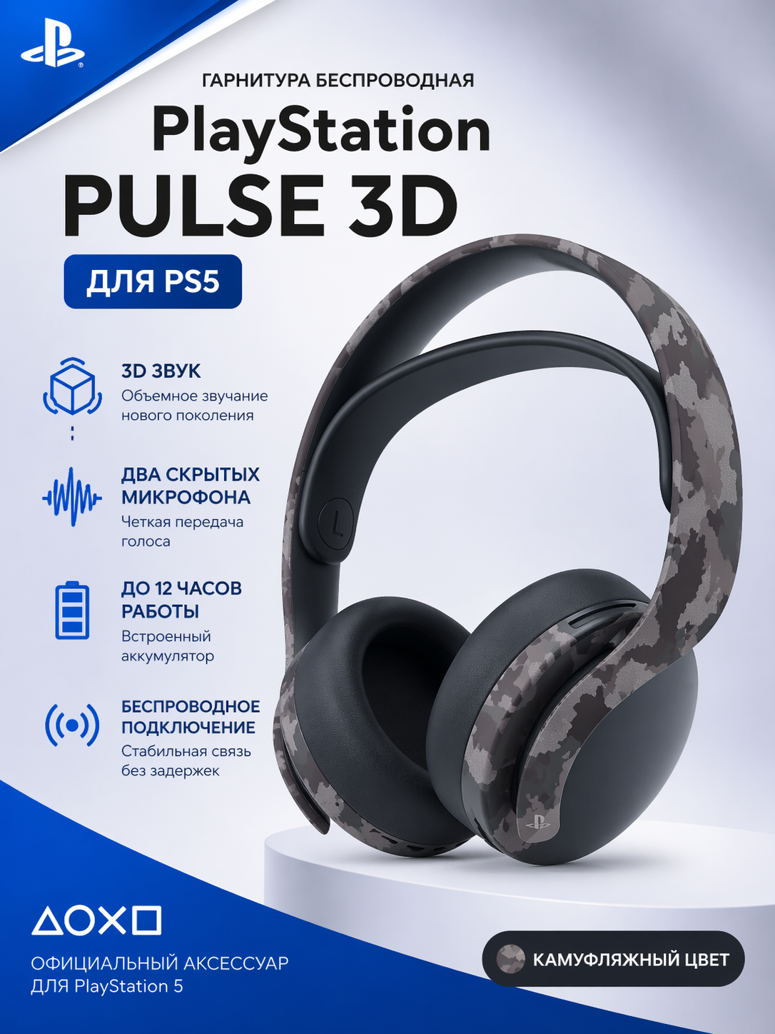 Беспроводная гарнитура Sony PlayStation PULSE 3D Grey Camouflage