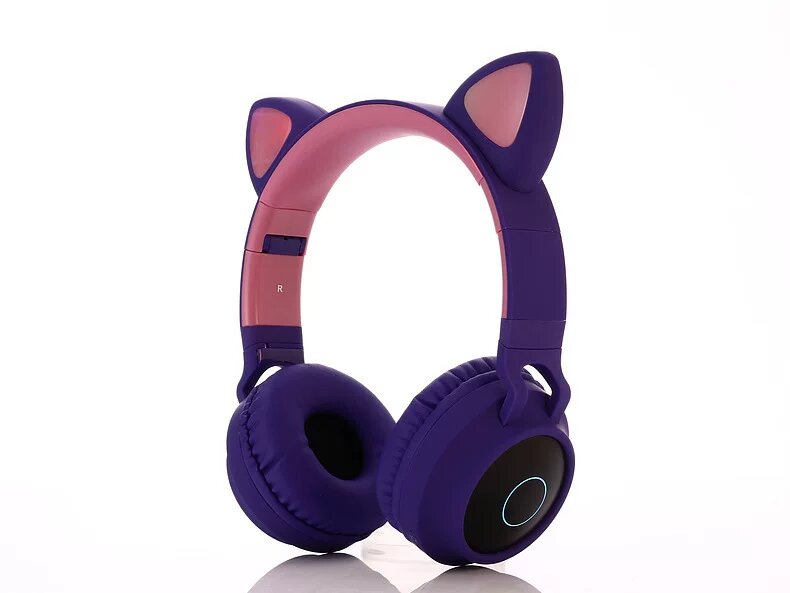 Детские беспроводные наушники Bluetooth с MP3-плеером, фиолетовый цвет, регулируемая лента, подходит для детей 3-12 лет