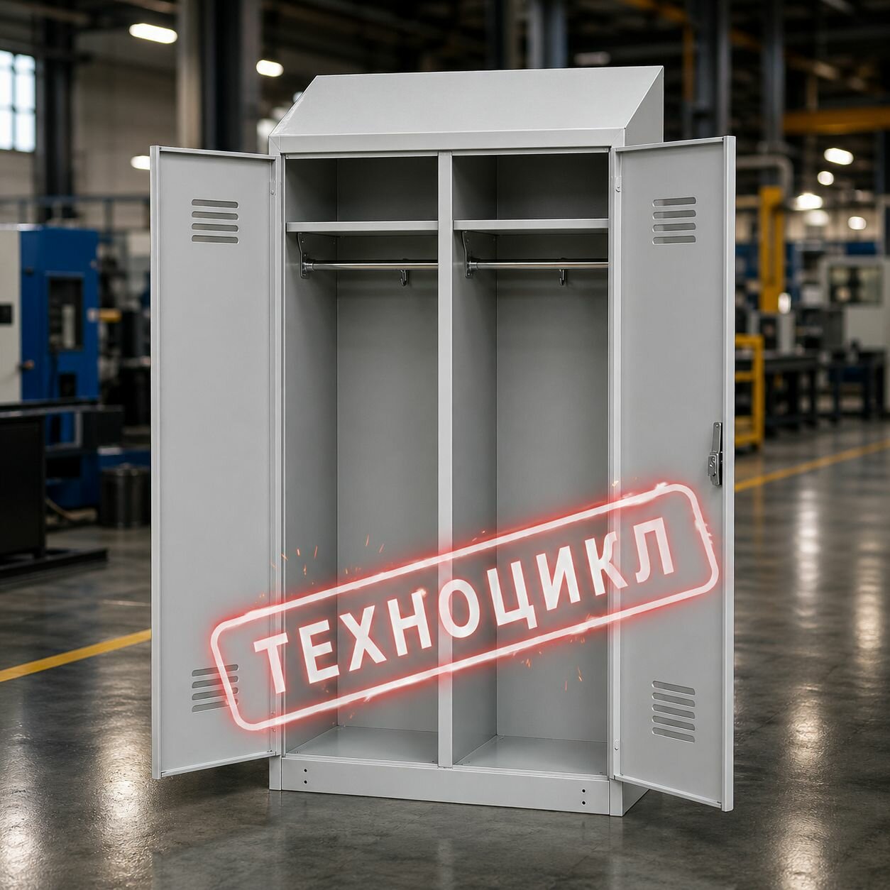 Шкаф двухстворчатый с наклонной крышей, 2000х600х500 мм, сварная техноцикл