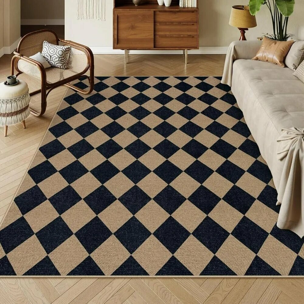 Ковер безворсовый Геометрический клетчатый узор 150x200 см