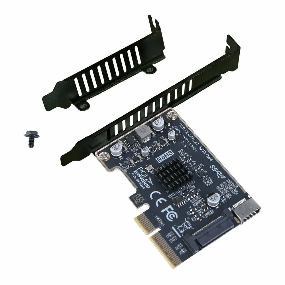 Адаптер PCI Express x4 в USB 3.2 Type-E 20 Гбит/с с чипом ASM3242