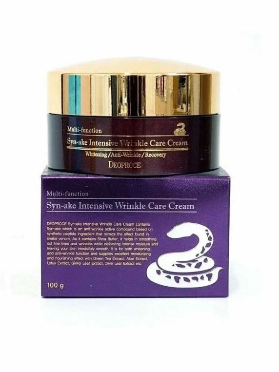 Deoproce Syn-Ake Intensive Wrinkle Care Cream интенсивный антивозрастной крем для лица со змеиным пептидом, увлажняющий крем от морщин, 100 г