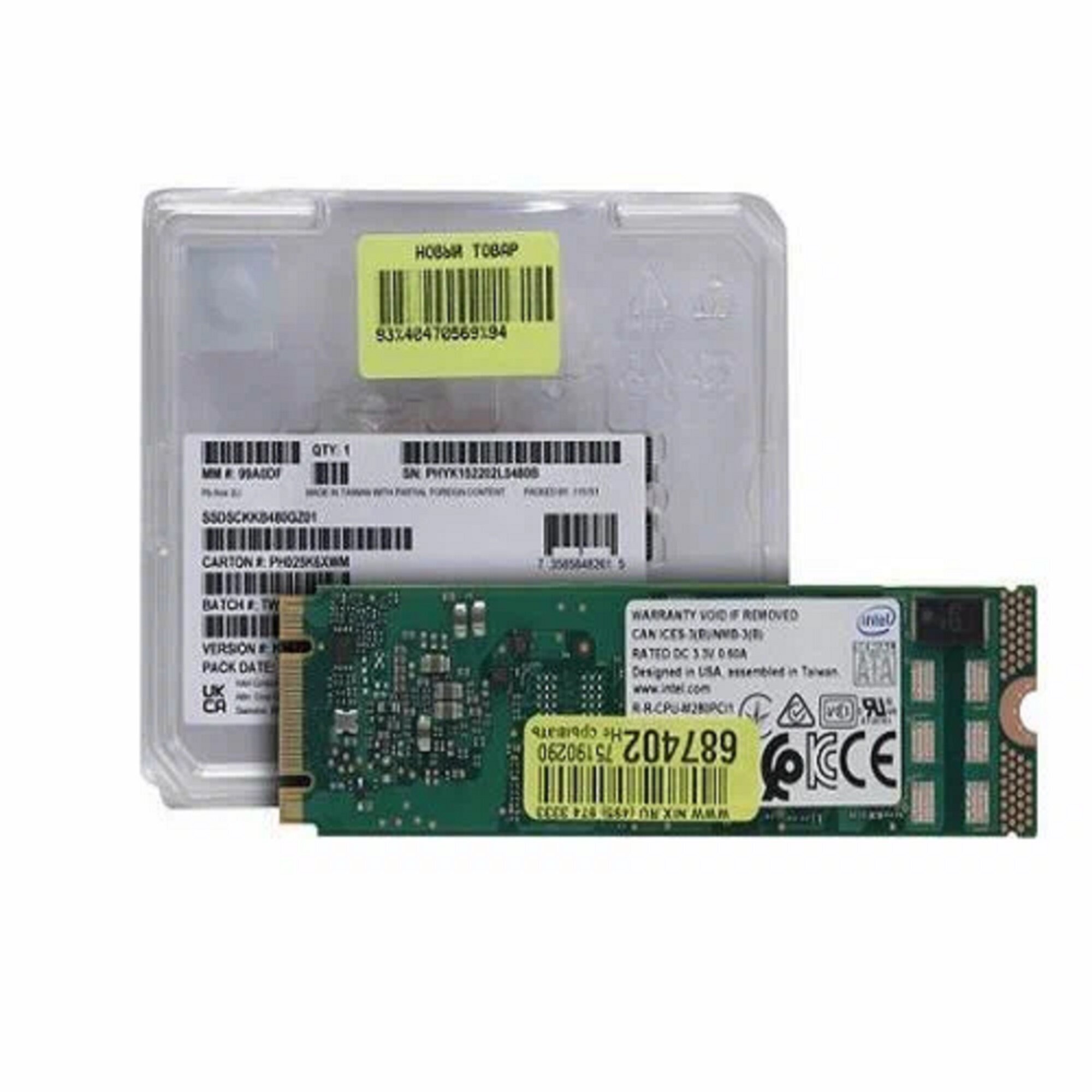 Накопитель SSD Intel SSDSCKKB480GZ01 М.2 2280, 480ГБ, 3 бит TLC, 3D NAND