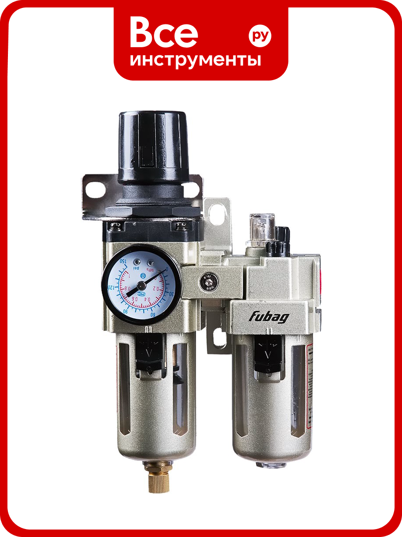 Блок, FRL, подготовки воздуха FRL 1700 1/4" FUBAG 190140, подготовки сжатого воздуха