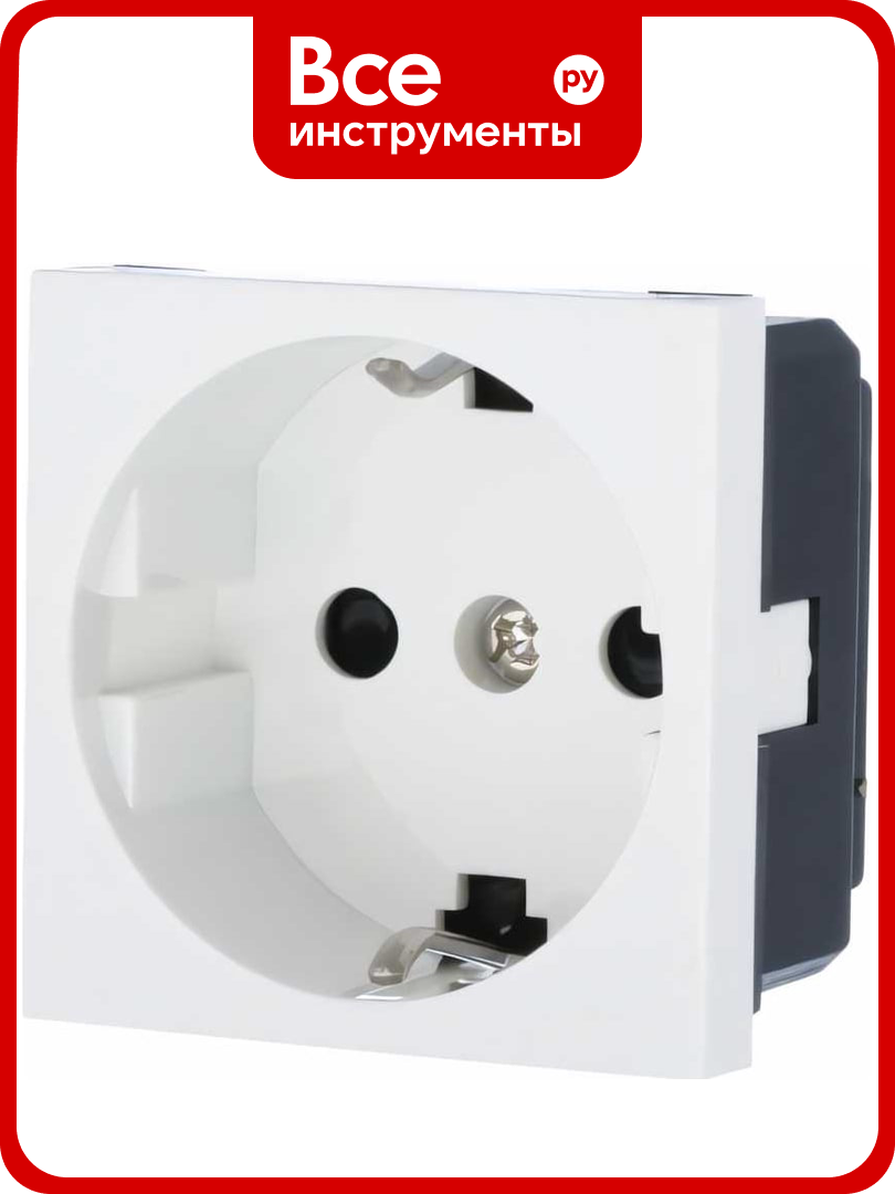Розетка Экопласт с заземляющим контактом, со шторками, белый LK45 851104-1, организации рабочего места