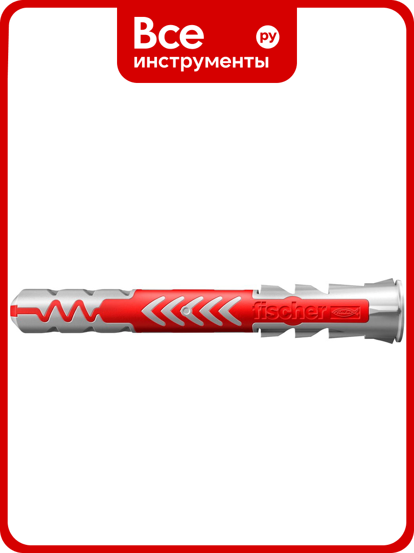 Дюбель Fischer DuoPower, 8x65 мм, нейлон, 50 шт, красный/серый