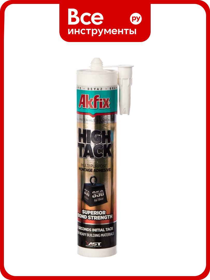 Клей-герметик на основе MS полимера Akfix AllBond High Tack 55 Шор, белый,