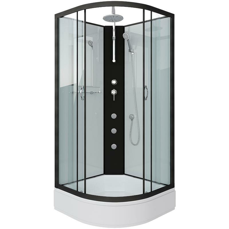 Душевая кабина Niagara Classic 90x90 67011414BKTG черный профиль, с гидромассажом