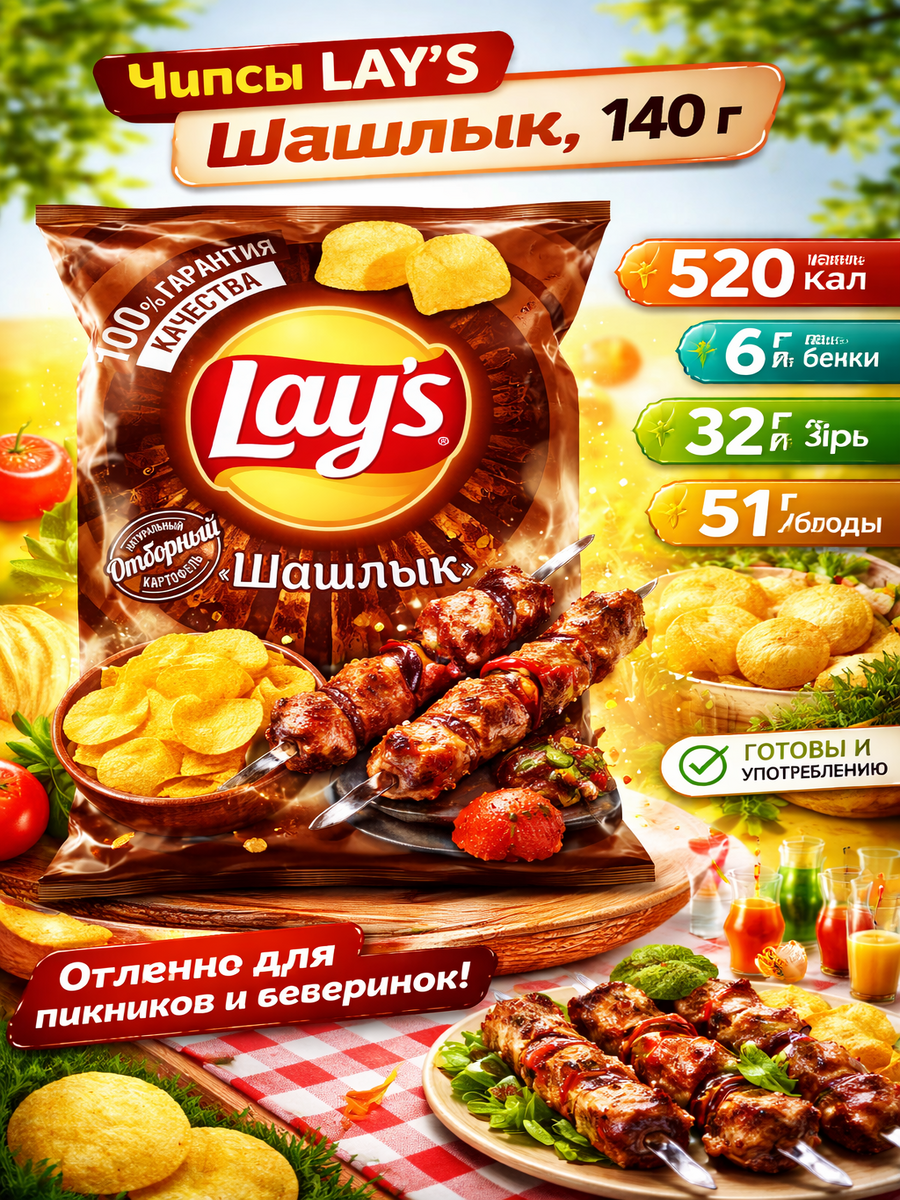 Чипсы Lay's Шашлык, 140г