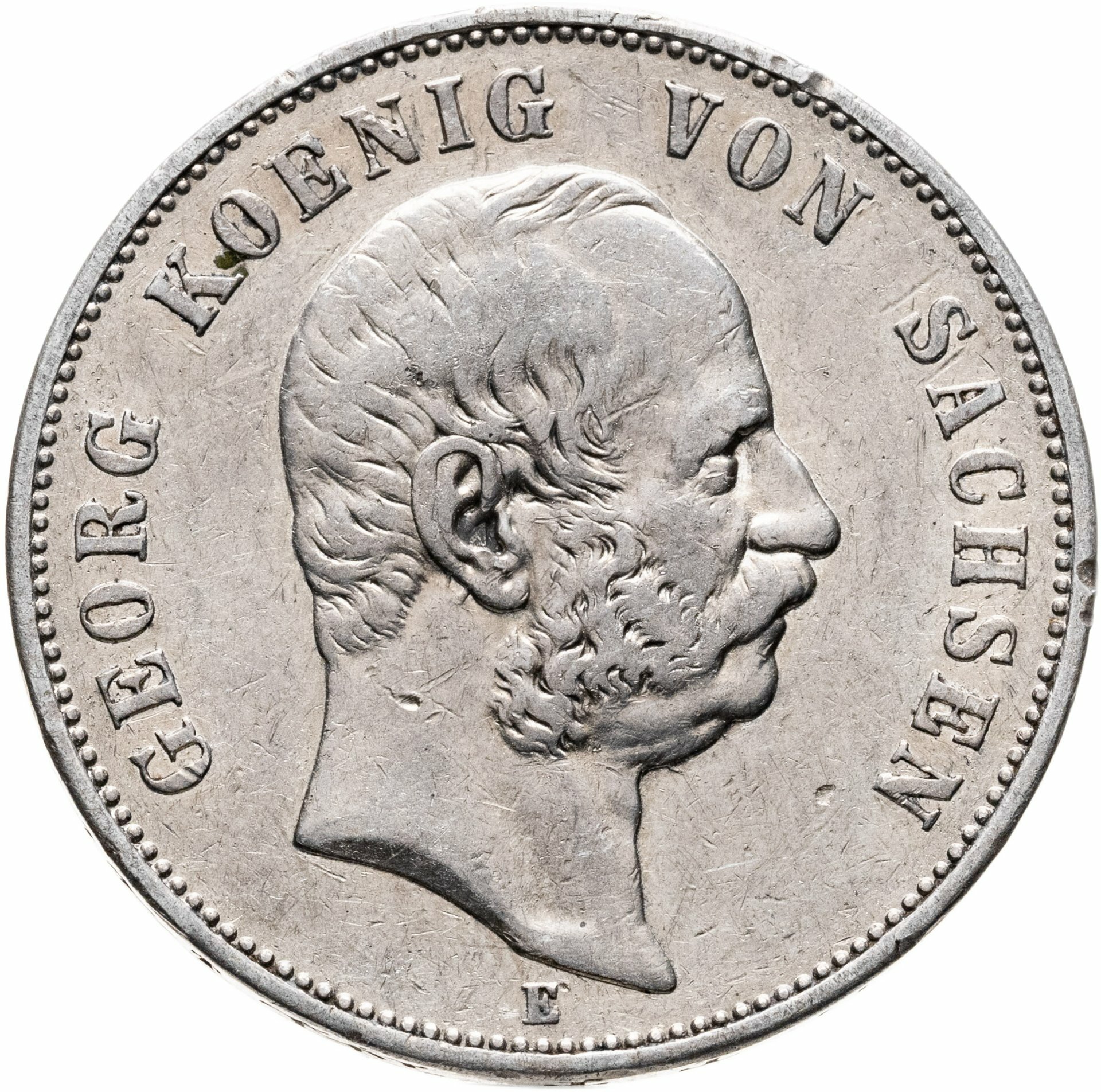 Германская империя, Саксония 5 марок mark 1904, Серебро 900, в сохранности VF
