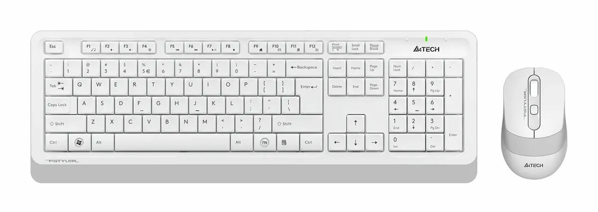 Клавиатура и мышь для компьютера A4TECH , USB, беспроводной, белый (FG1010S WHITE)