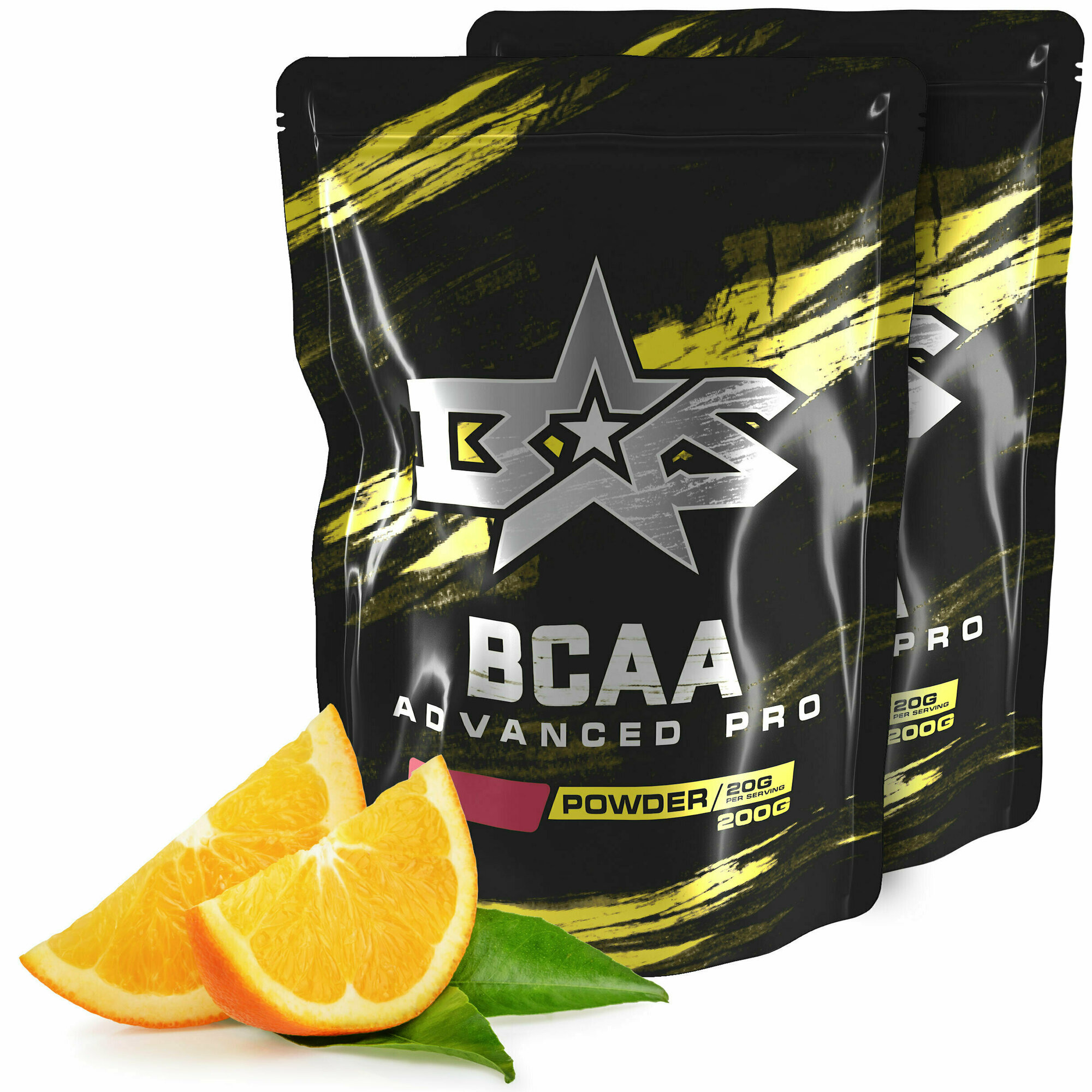 (2 УП х 200ГР) Аминокислотный комплекс Binasport "Advanced PRO BCAA" БЦАА порошок 400 г со вкусом апельсина