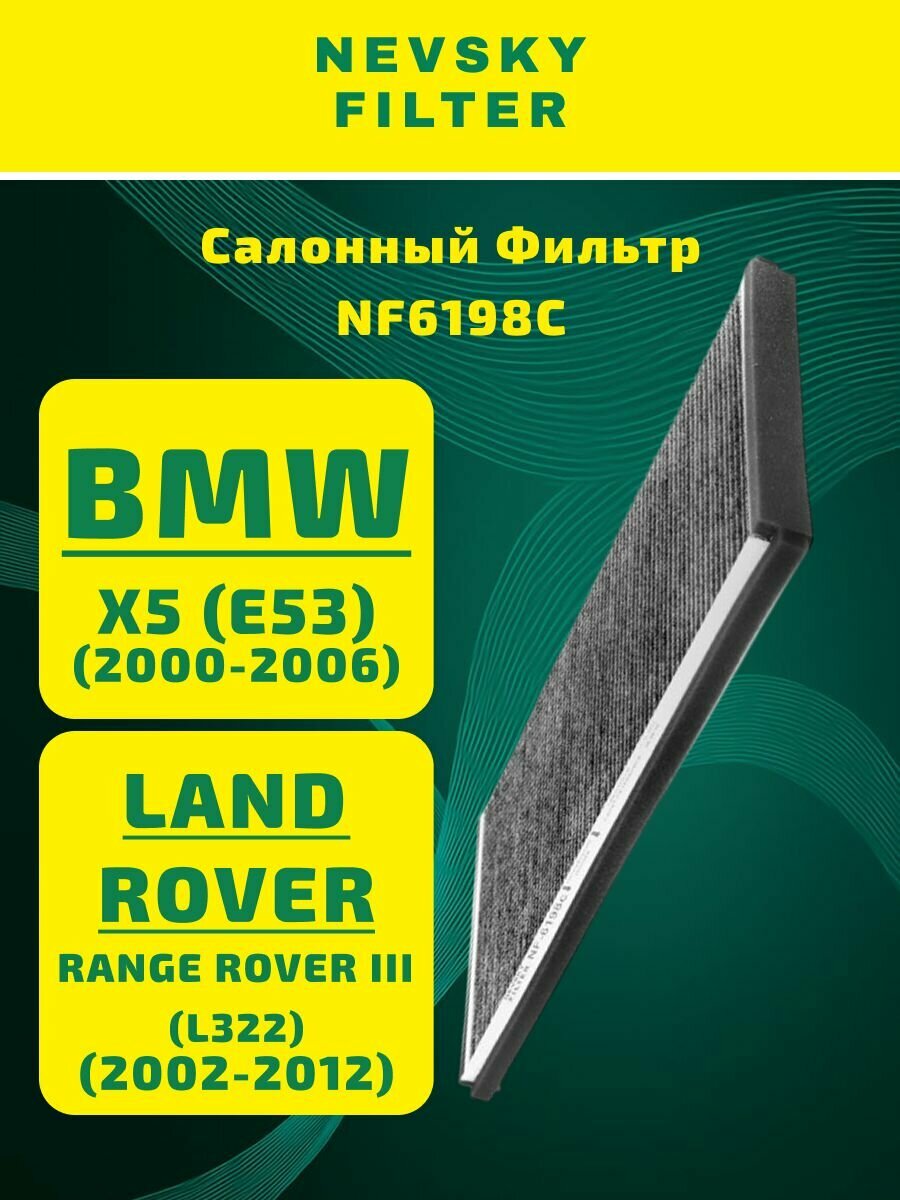 Салонный фильтр NF6198C для БМВ Х5 (Е53) / Ленд Ровер 3 (L322) / ОЕМ LR161567, 64312218428