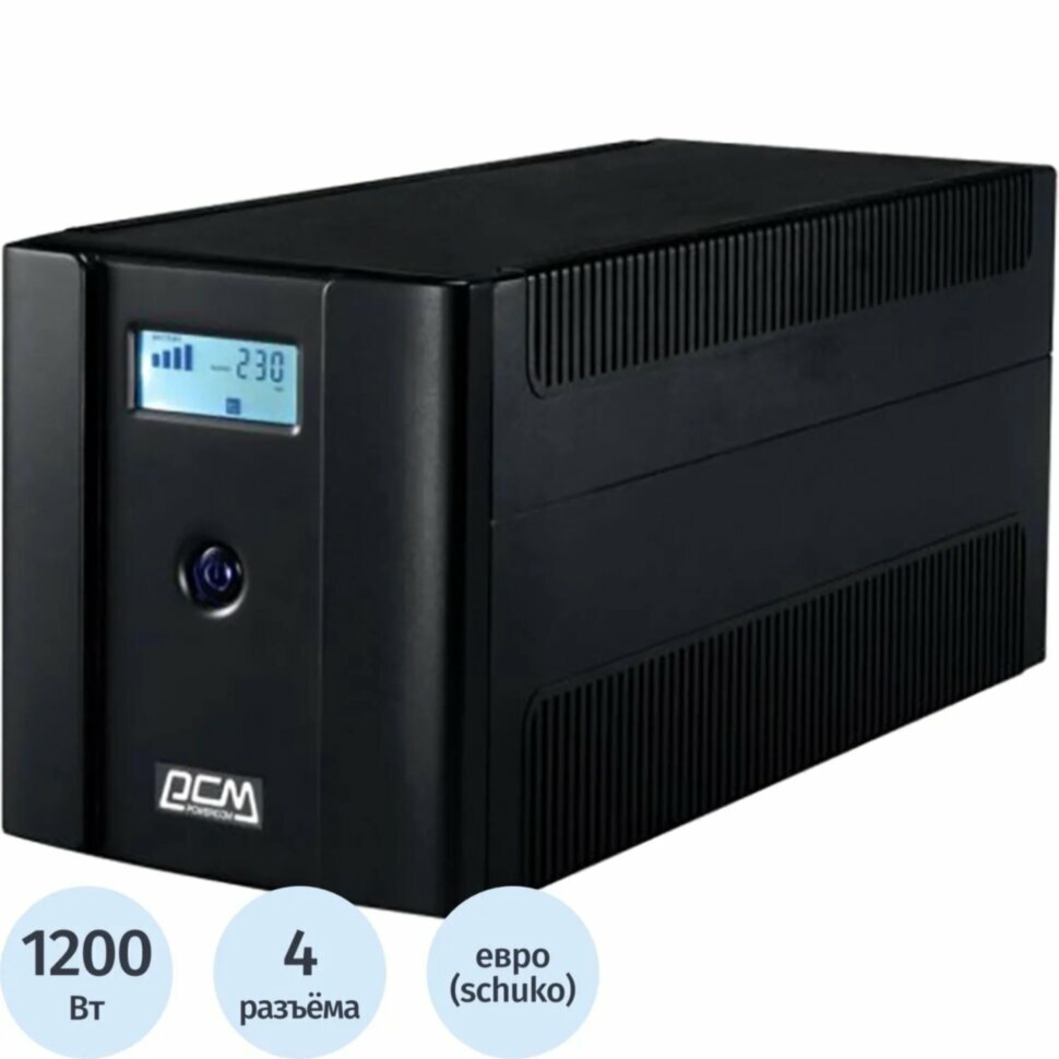 ИБП Powercom Raptor RPT-2000AP LCD лин-инт. 2000ВА/1200ВТ 4EURO, 1644856