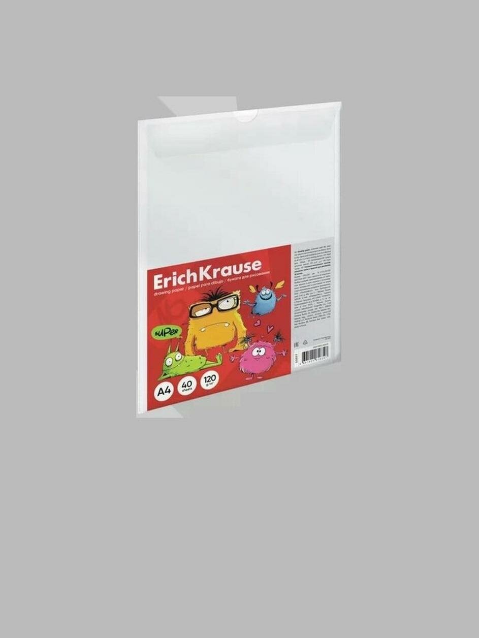 Бумага для рисования ErichKrause "Jolly Friends", A4, 120 г/м2, 40 л, красная