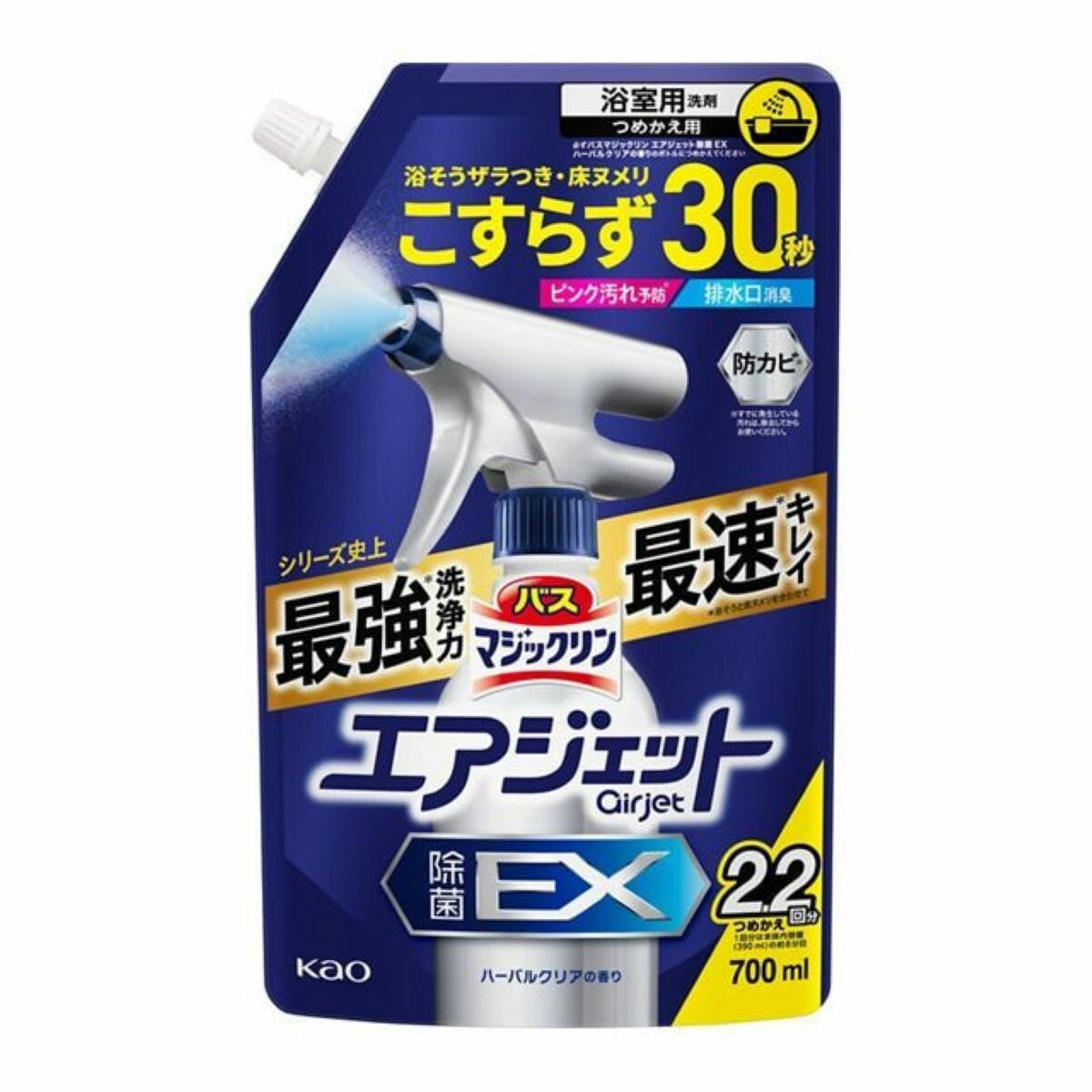 Средство Kao пенящееся, чистящее и дезодорирующее Magic Clean Airjet EX для ванной, аромат трав, 700мл