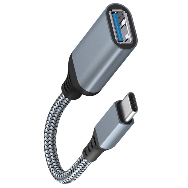 Кабель-адаптер OTG type c для передачи данных через USB-серый