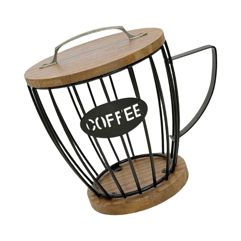 Корзина для хранения кофейных капсул из железного дерева craft home living room kitchen decoration-черная с крышкой