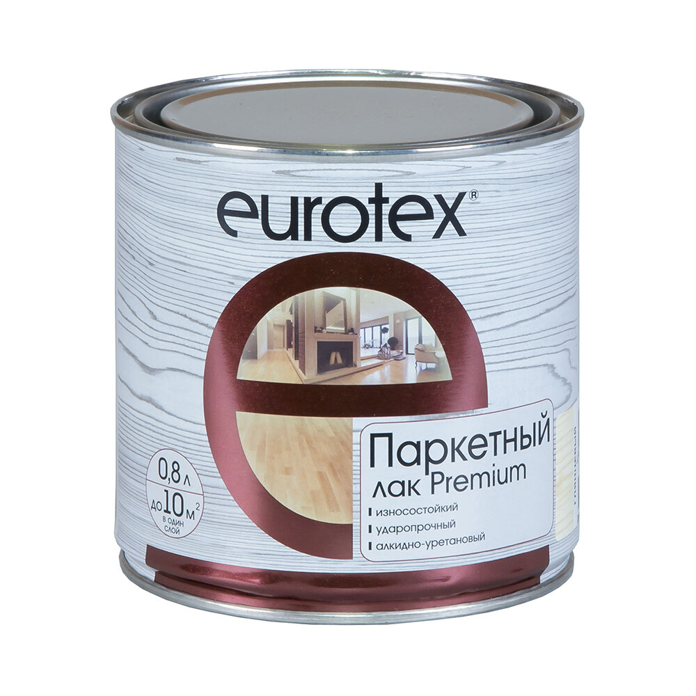 Лак паркетный EUROTEX Премиум, полуматовый, износостойкий, 0.8 л