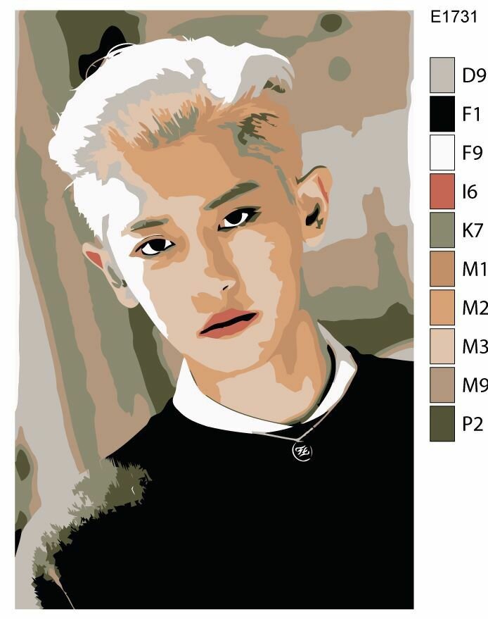 Детская картина по номерам E1731 "K-pop группа EXO. Пак Чанёль (Chanyeol)" 20x30