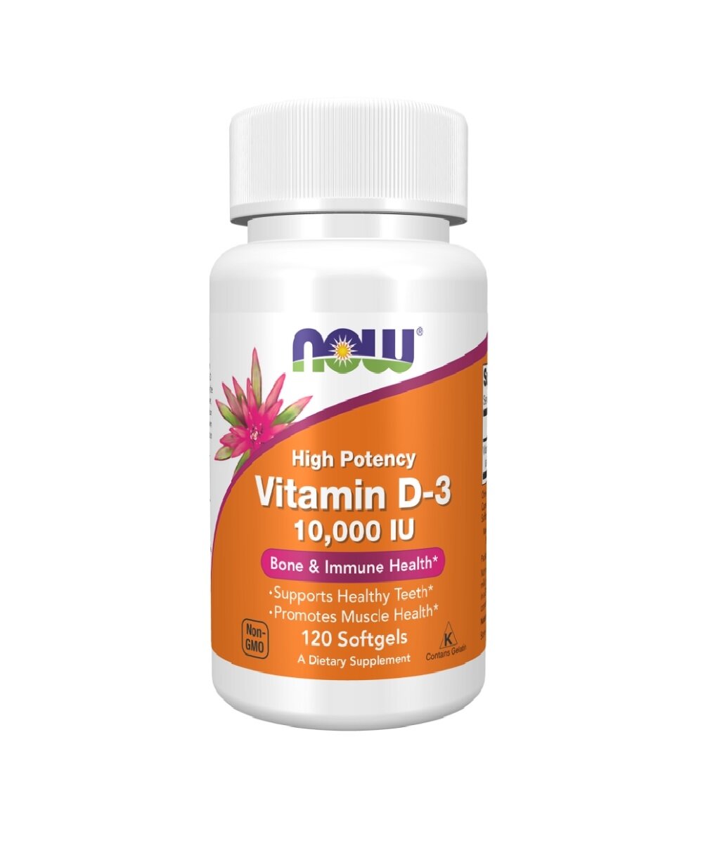 Гелевые капсулы витамин Д3 Vitamin D3 10000 UI 120 капс (NOW)