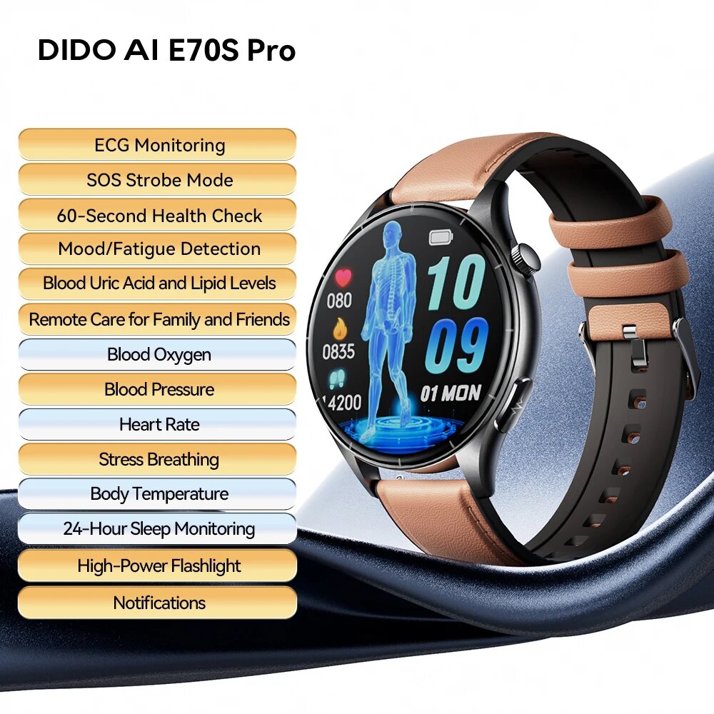 Умные часы Dido AI E70S Pro Leather Brown