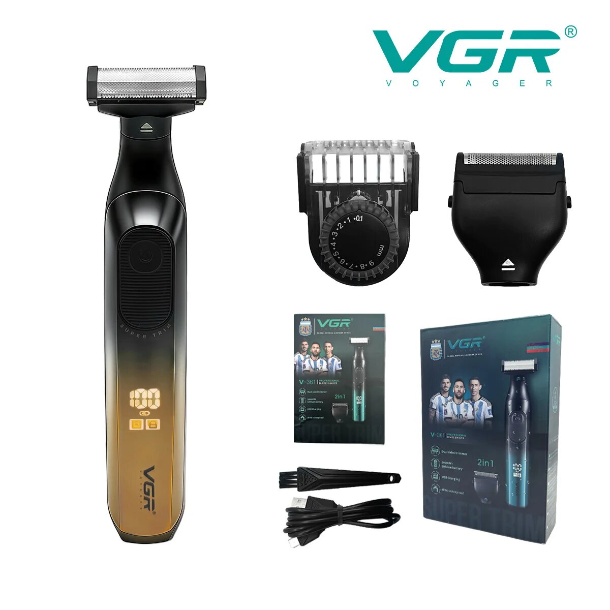 VGR V-361 триммер для бороды, желтый, с коробкой