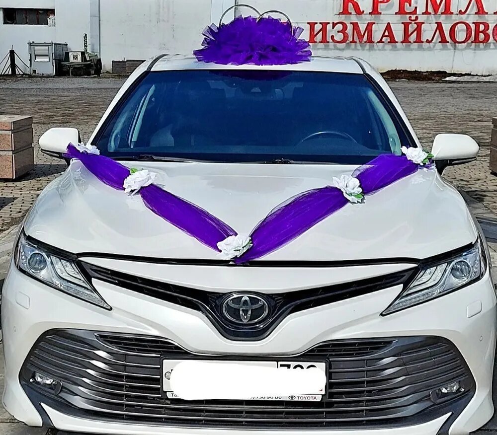 Свадебная лента с цветами на капот машины жениха и невесты, украшение на автомобиль