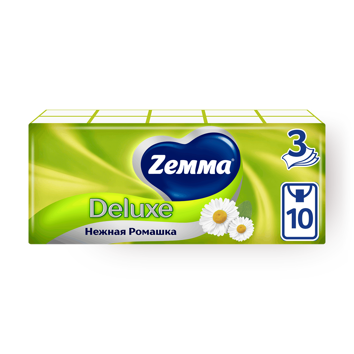 Носовые платочки Zemma Deluxe Нежная ромашка 3 слоя