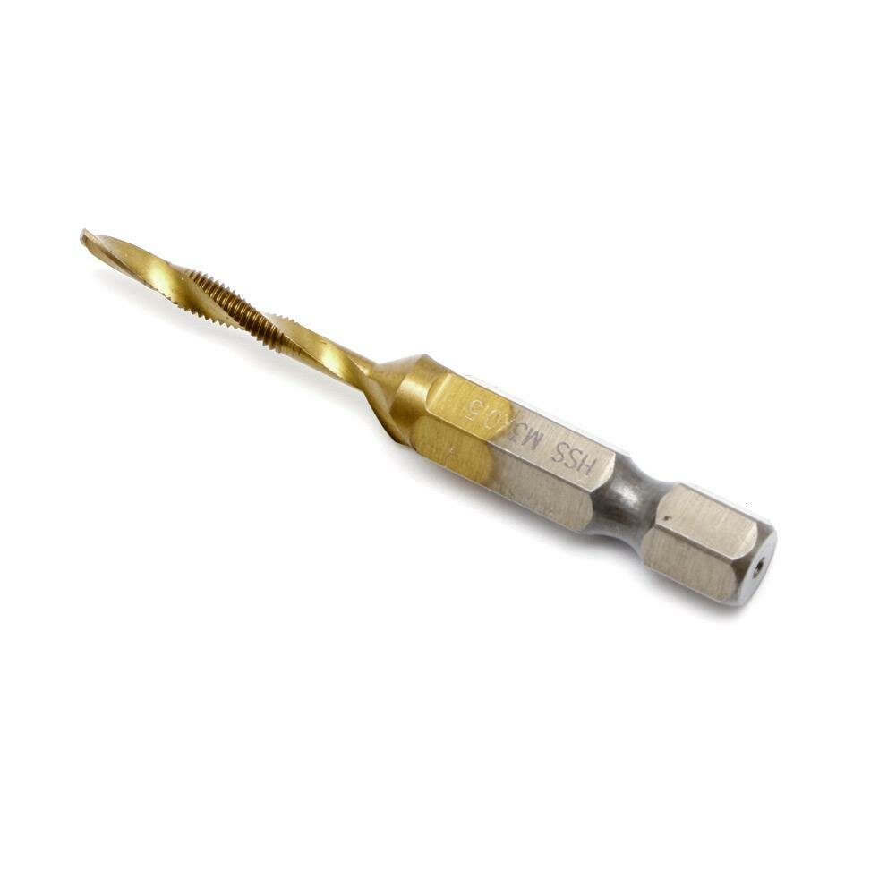 1 шт. Шестигранный хвостовик M3-M10, метчик из HSS с титановым покрытием, Золото